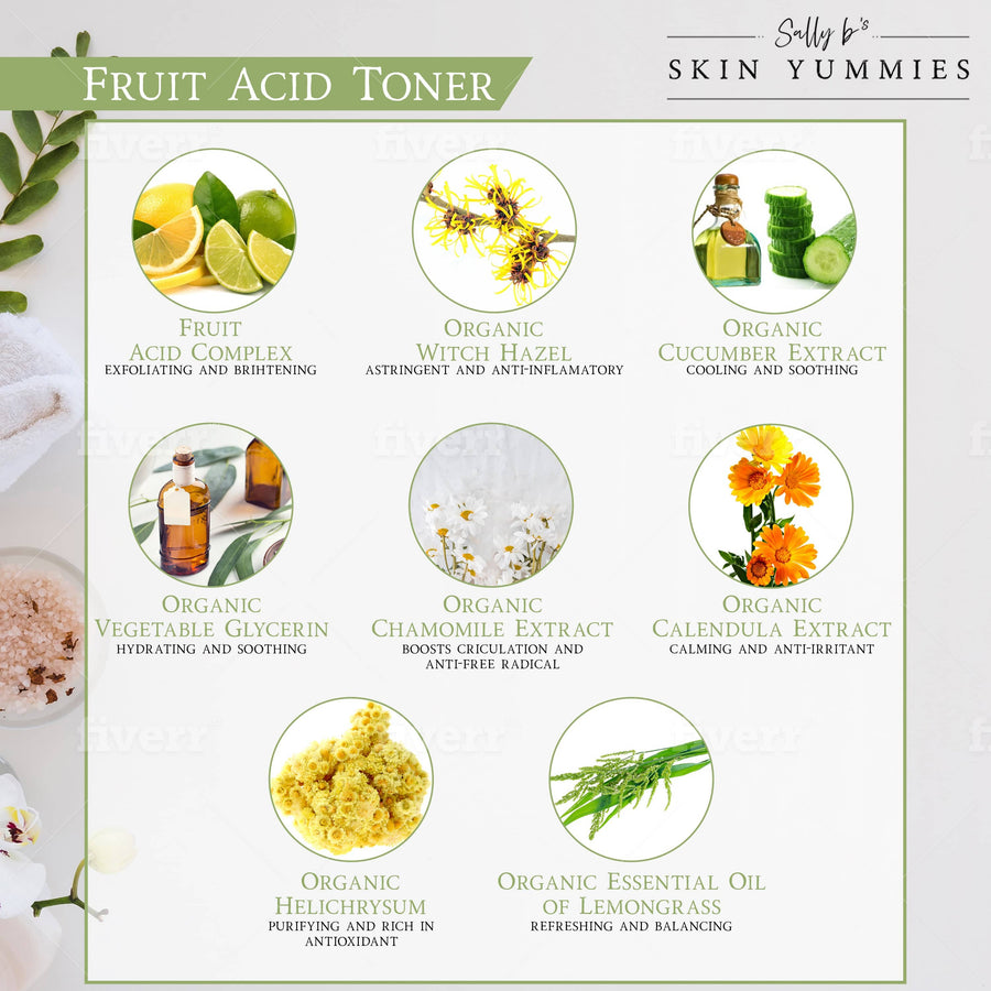 Natural Fruit Acid Toner for Glow | Sally B's Skin Yummies